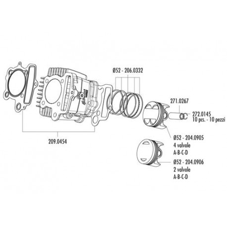 Gruppo termico Polini minicross XP4 110 cc 119.0090