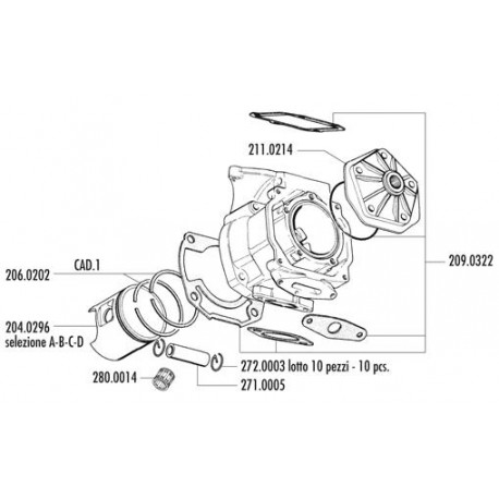 Polini cylinder kit diameter 60 mm for Rotax 146.0800